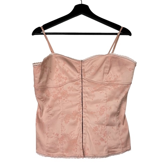 Meghan Noland | Tops | Meghan Noland Y2k Pink Floral Silky Bustier ...